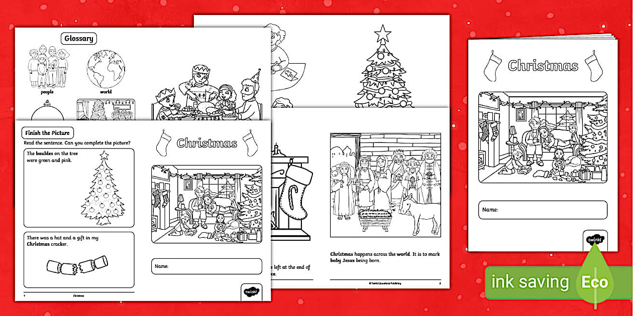 Read and Colour Non-Fiction Booklet: Christmas - Twinkl