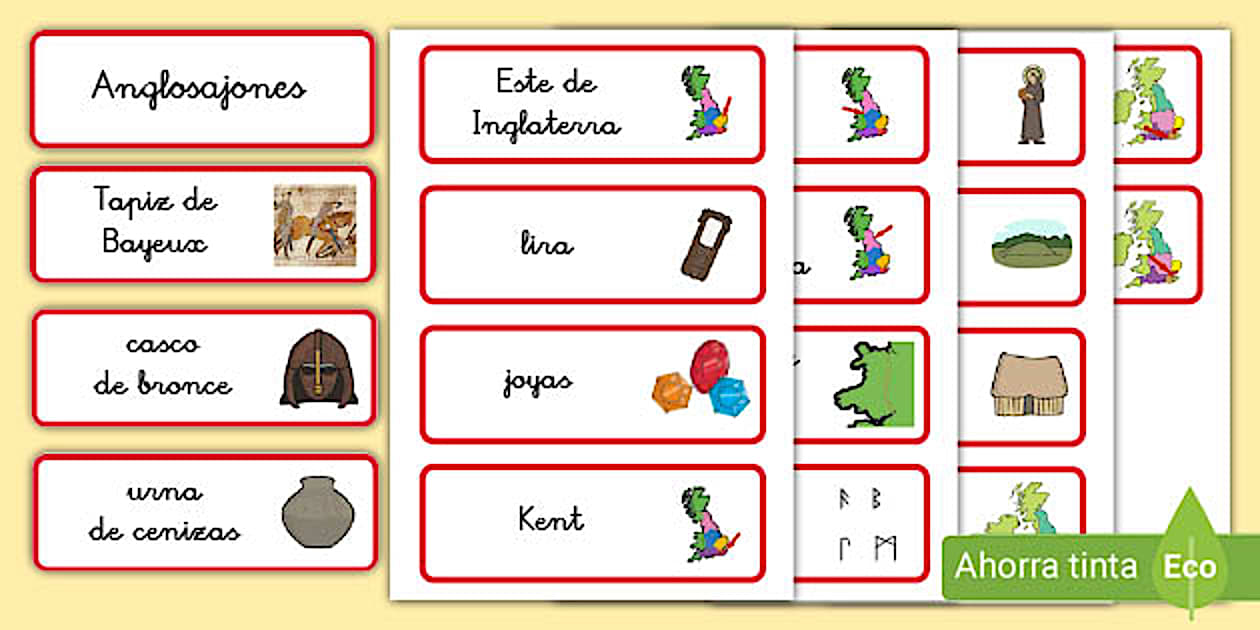 Tarjetas de vocabulario: Los Anglosajones (teacher made)