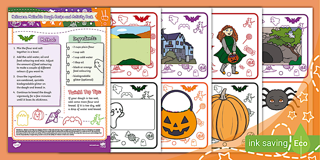 Halloween Malleable Dough Recipe and Activity Pack