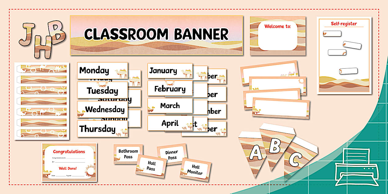 Classroom Display Pack | Desert | Sand Dune Theme - Twinkl