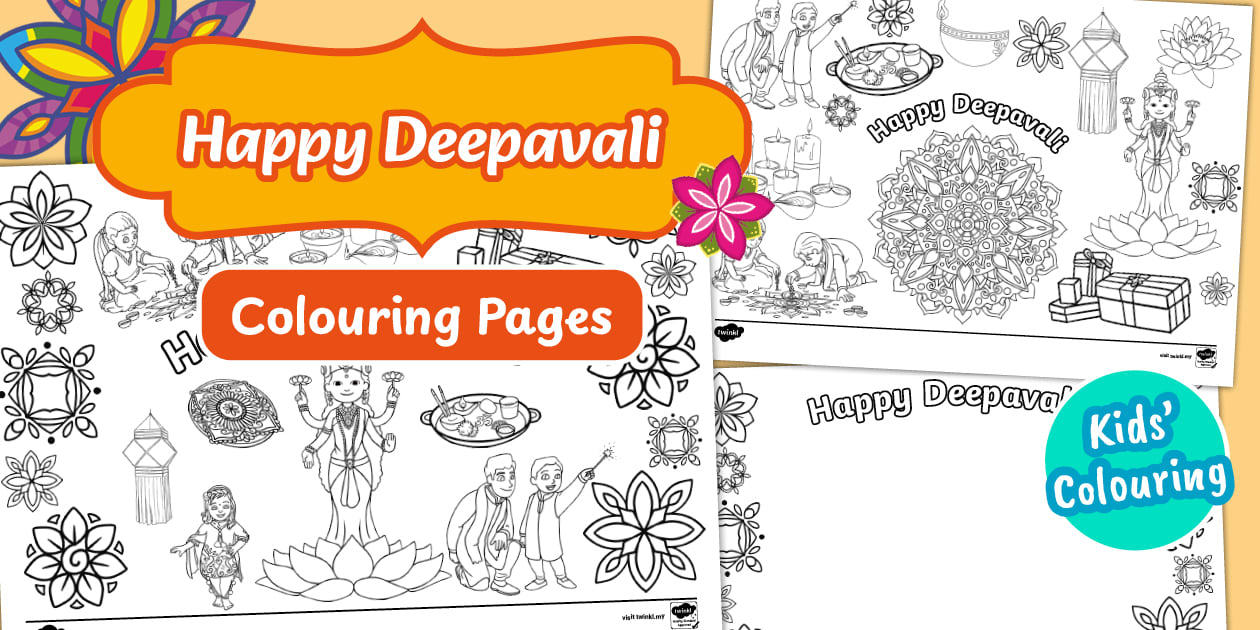 Cute Deepavali Colouring Pages (teacher made) - Twinkl