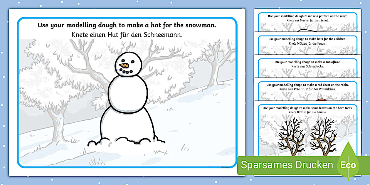Winter Modelling Dough Mats - English/German - Twinkl