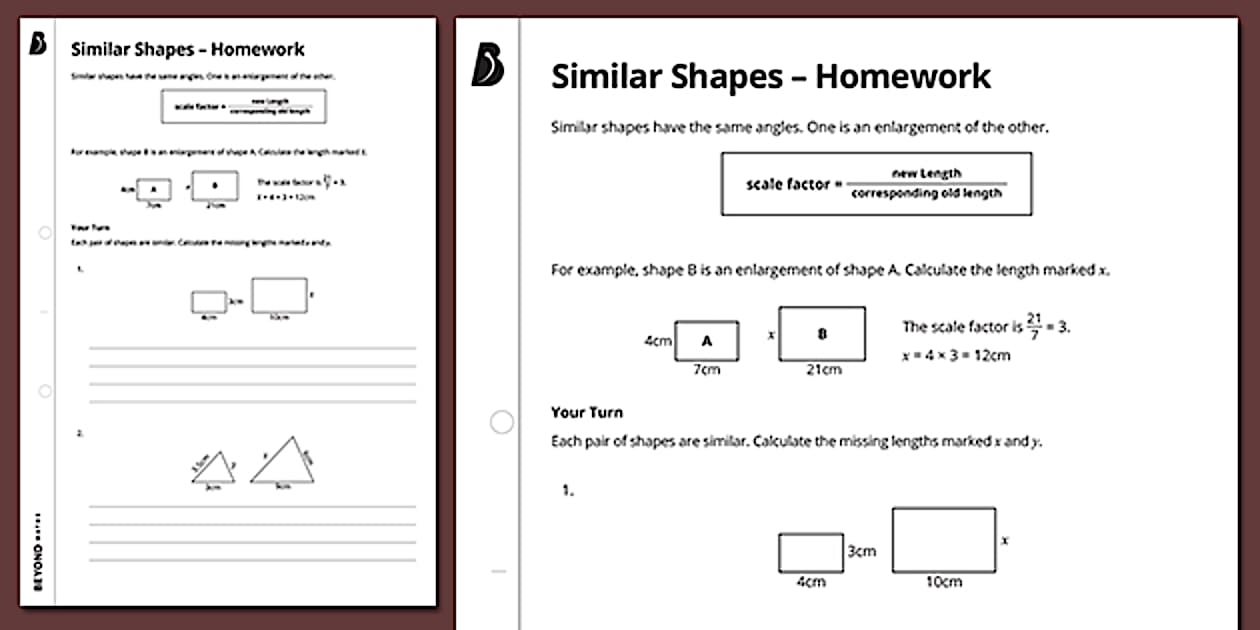 👉 Similar Shapes Homework | KS3 Maths | Beyond - Twinkl