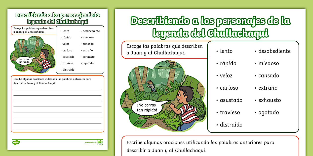 Guía de trabajo: Describiendo a los personajes de la leyenda del ...