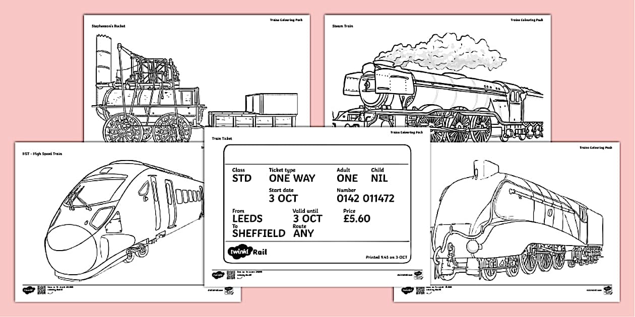 Trains Colouring Pages - Twinkl