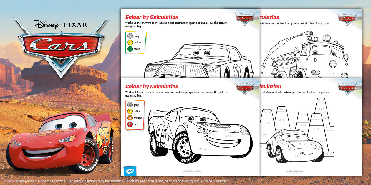 👉 Cars: Colour by Calculation [Ages 5-7]