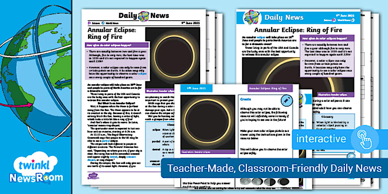 Solar Eclipse 2021 Reading Comprehension | Twinkl NewsRoom