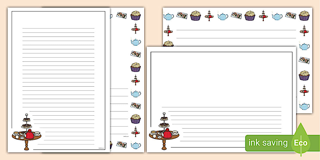 Editable Afternoon Tea Page Borders (teacher made) - Twinkl
