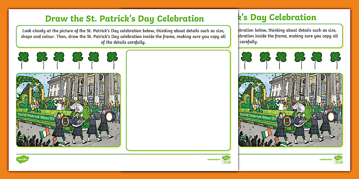 Draw the St. Patrick's Day Celebration Worksheet - Twinkl