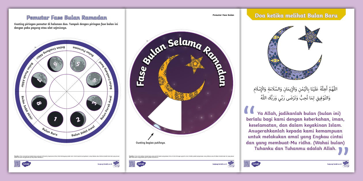 Pemutar Fase Bulan Selama Ramadan dan Doanya (teacher made)