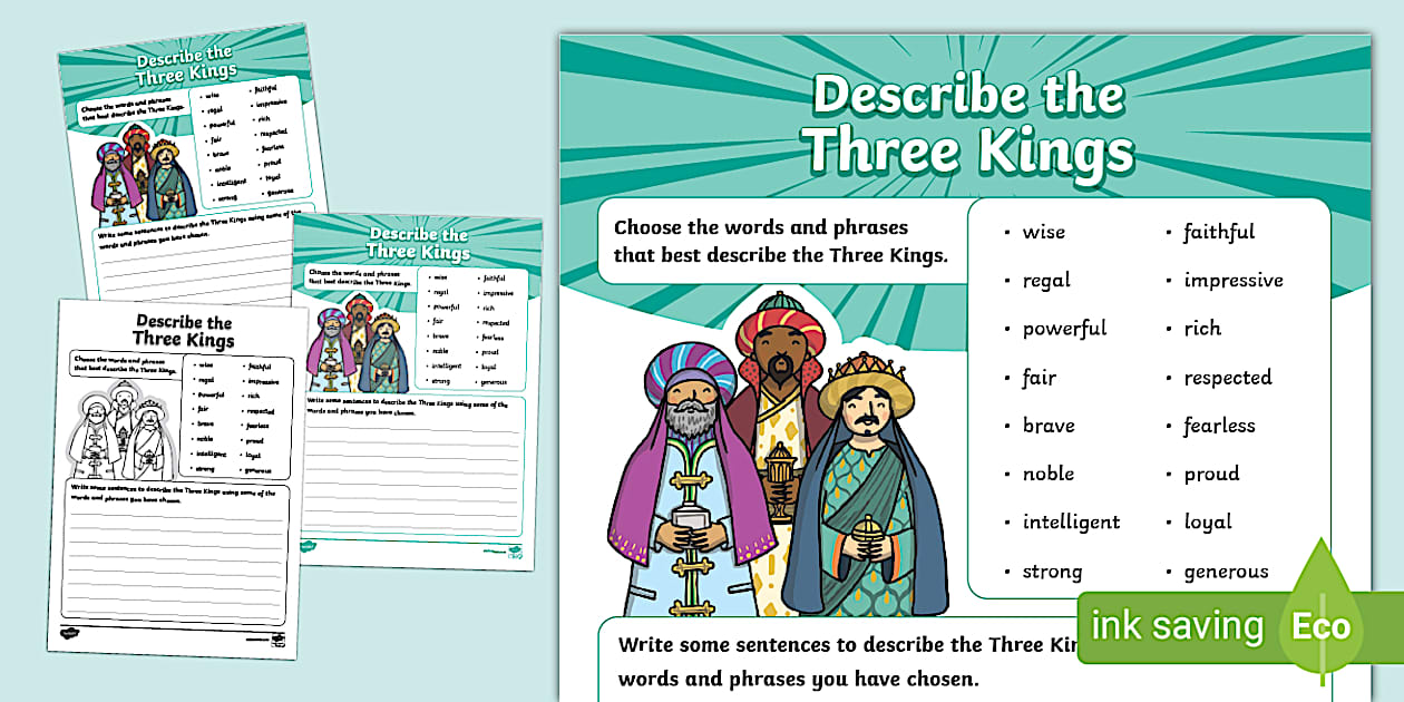 Describe the Three Kings Worksheet (teacher made) - Twinkl