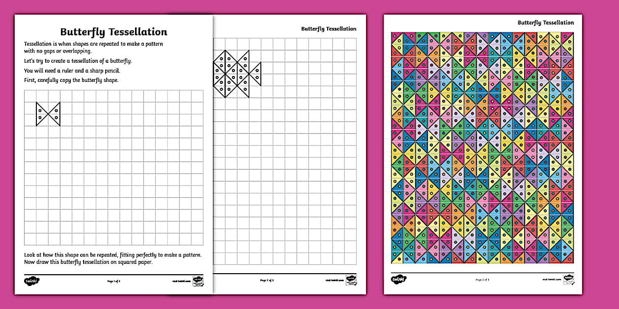 Summer Butterfly Tessellation Activity Sheet (Teacher-Made)