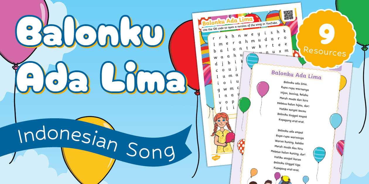 Indonesian Song Balonku Ada Lima Resource Pack - Twinkl