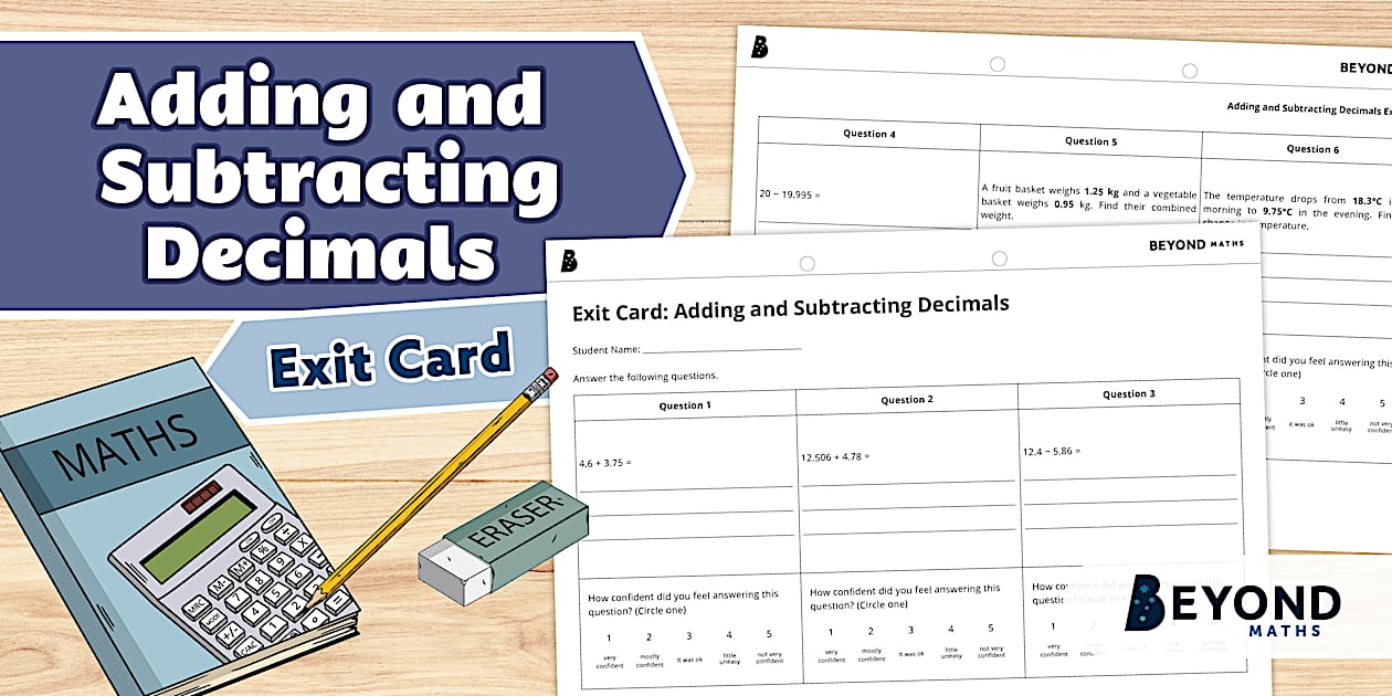 Add & Subtract Decimals Exit Card