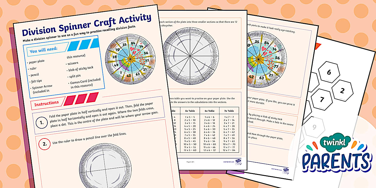 SEND Maths Support: Division Spinner Craft Activity (Year 4 Level)
