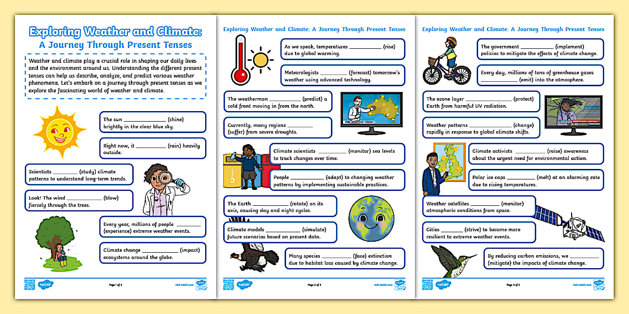 Learning Present Tenses through Weather and Climate - Twinkl