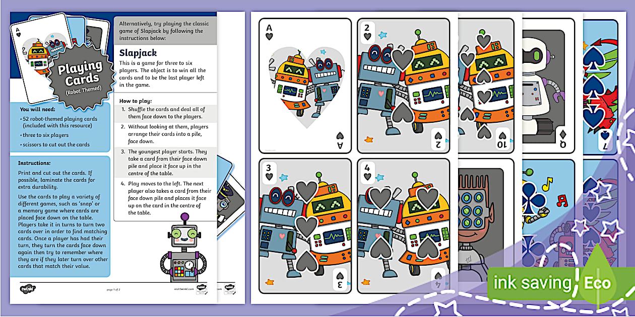 Playing Cards (Robot-Themed) (teacher made) - Twinkl