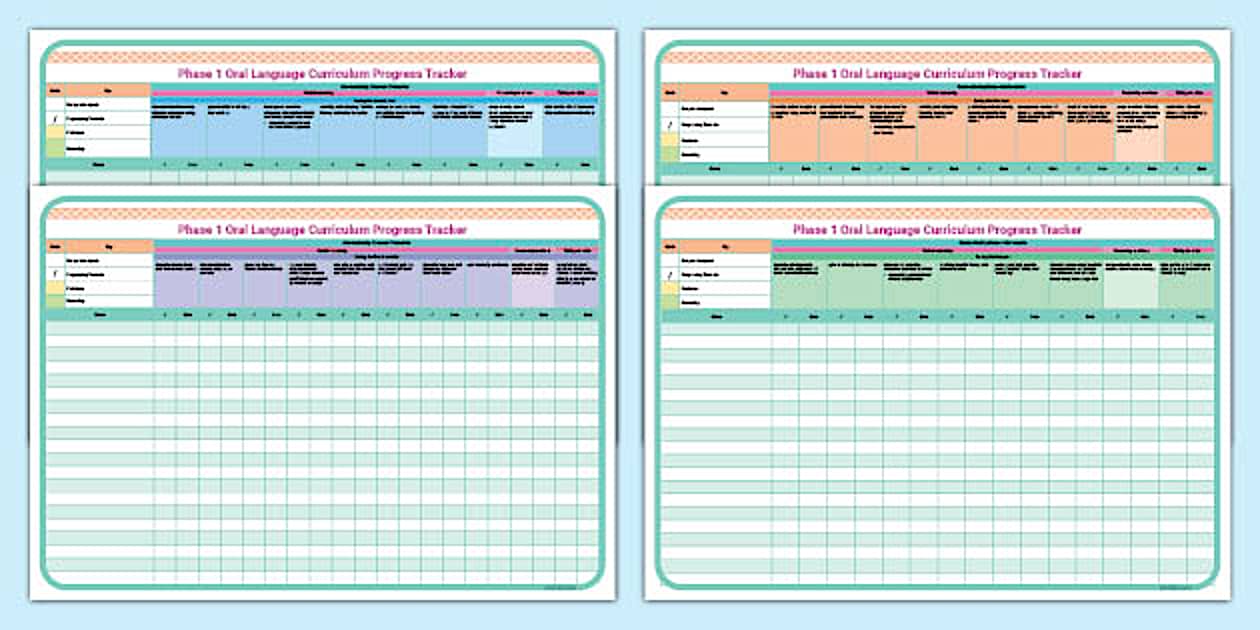 Phase 1 Oral Language Editable Curriculum Progress Tracker