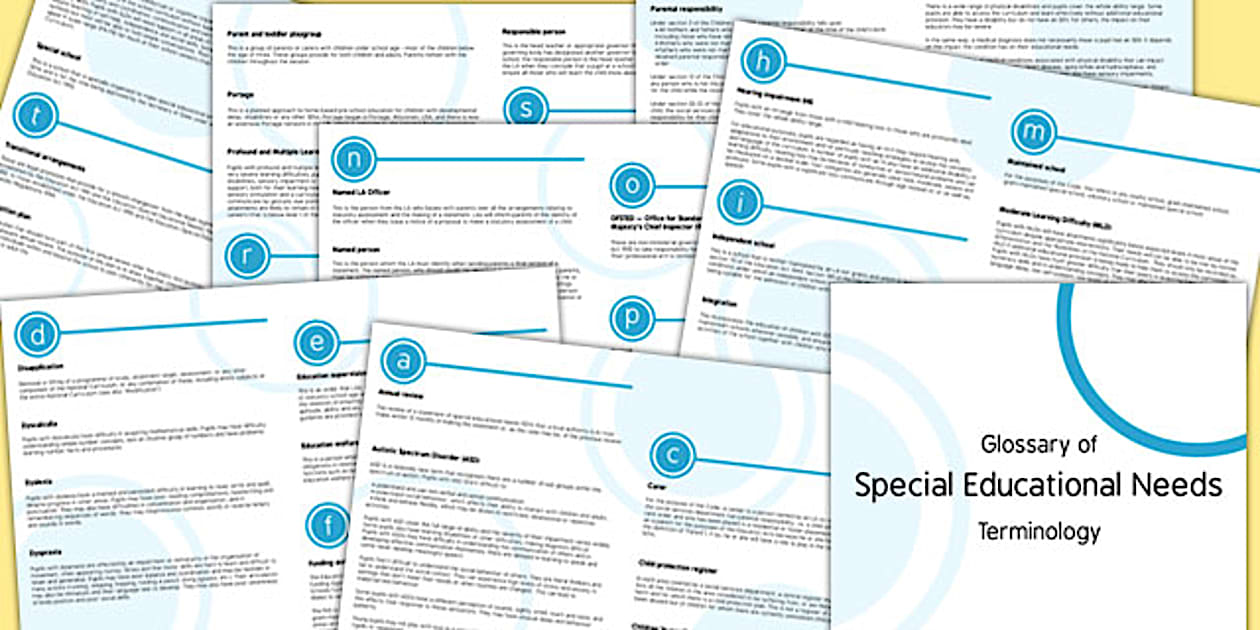 Glossary of SEN Terms A5 Booklet (teacher made) - Twinkl