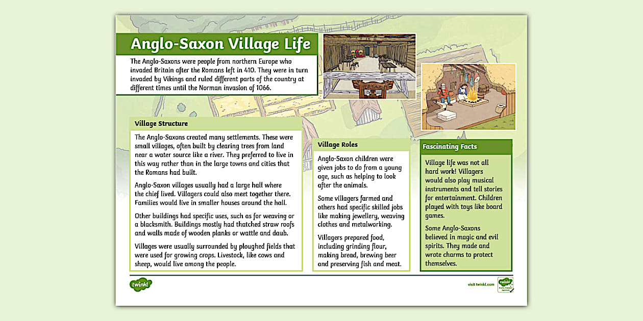 Anglo-Saxon Village Life Fact File - KS2 - Twinkl