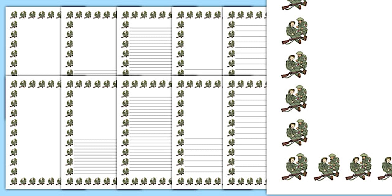 Editable Injured Soldier Portrait Page Borders - Twinkl