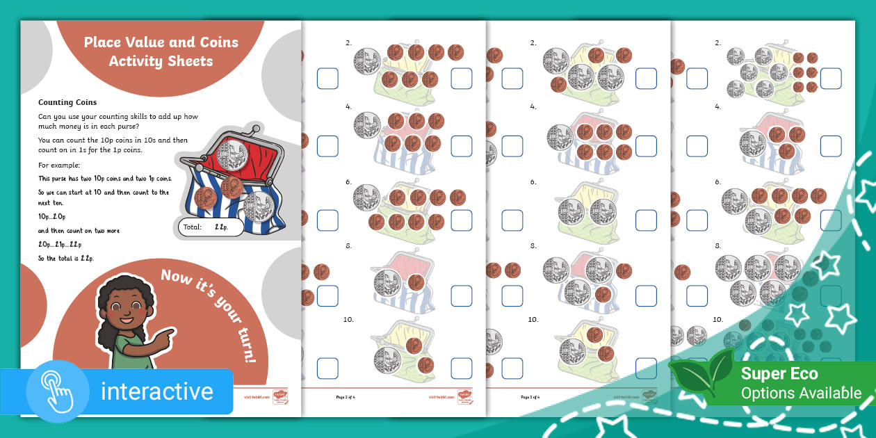 Place value and coins Worksheet / Worksheets (teacher made)