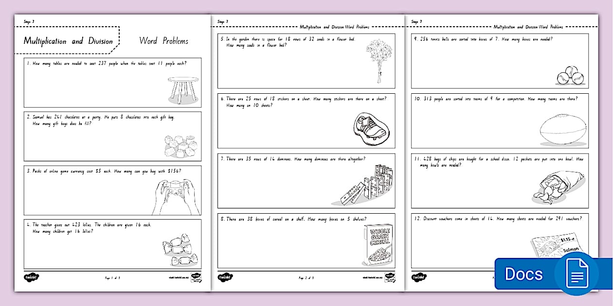 Maths Word Problems Year 7 Pack | NZ Maths Resources