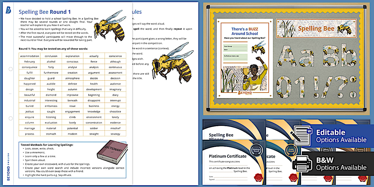 KS3 Spelling Test: Host Your Own Spelling Bee Resource Pack