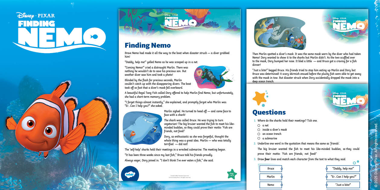 Finding Nemo: Differentiated Reading Comprehension [Ages 7-9]