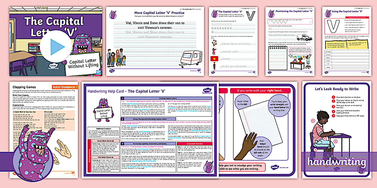 Twinkl Handwriting: The Capital Letter 'V' EYFS/KS1 Activity Pack