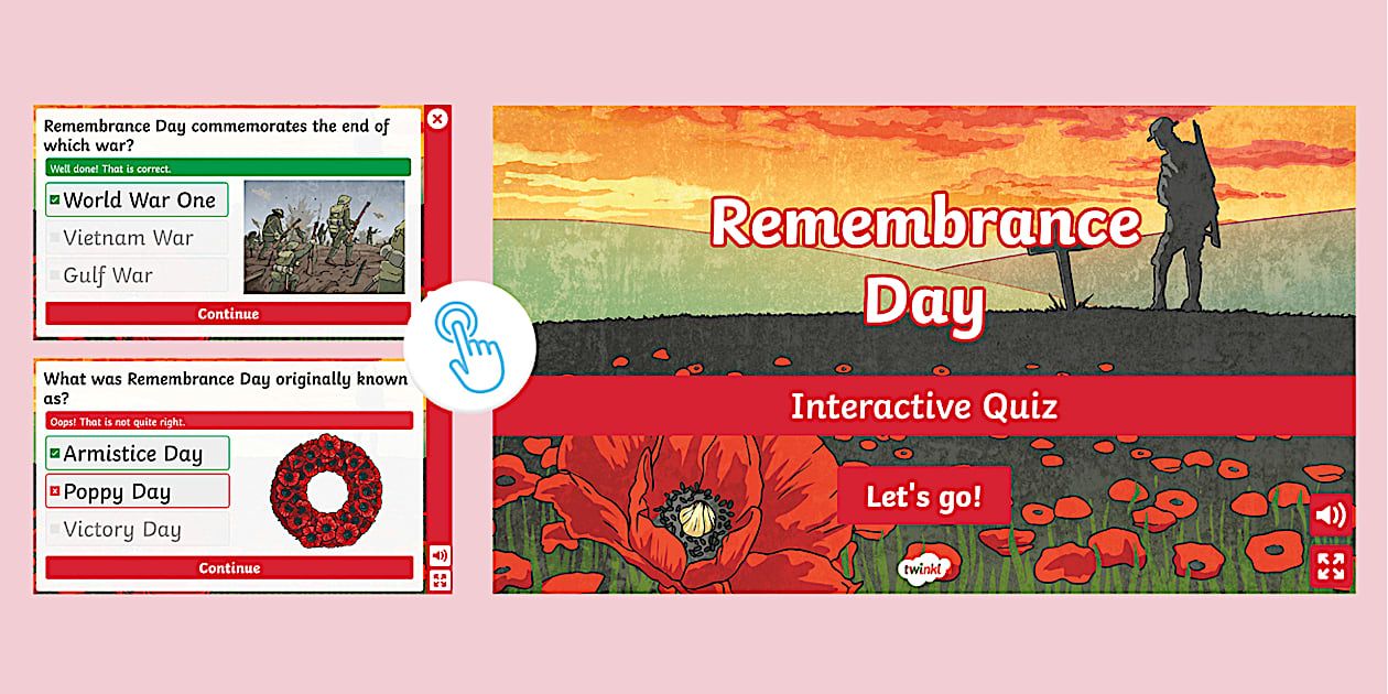 Remembrance Day Interactive Quiz (teacher made) - Twinkl