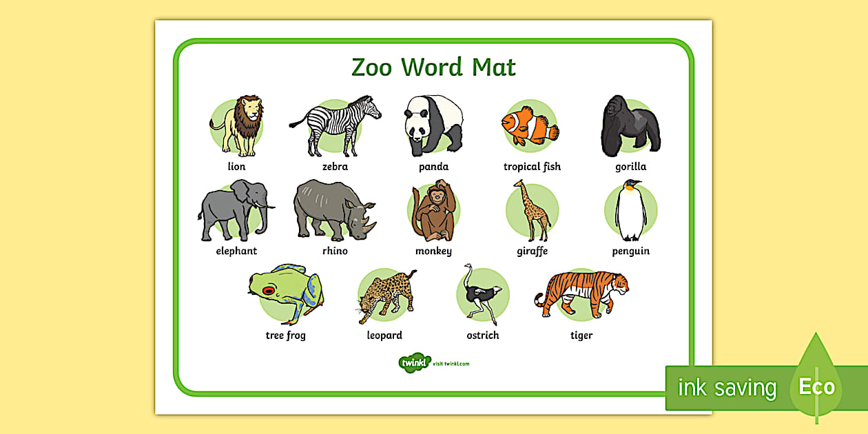 Zoo Word Mat | Primary Resources (teacher made) - Twinkl