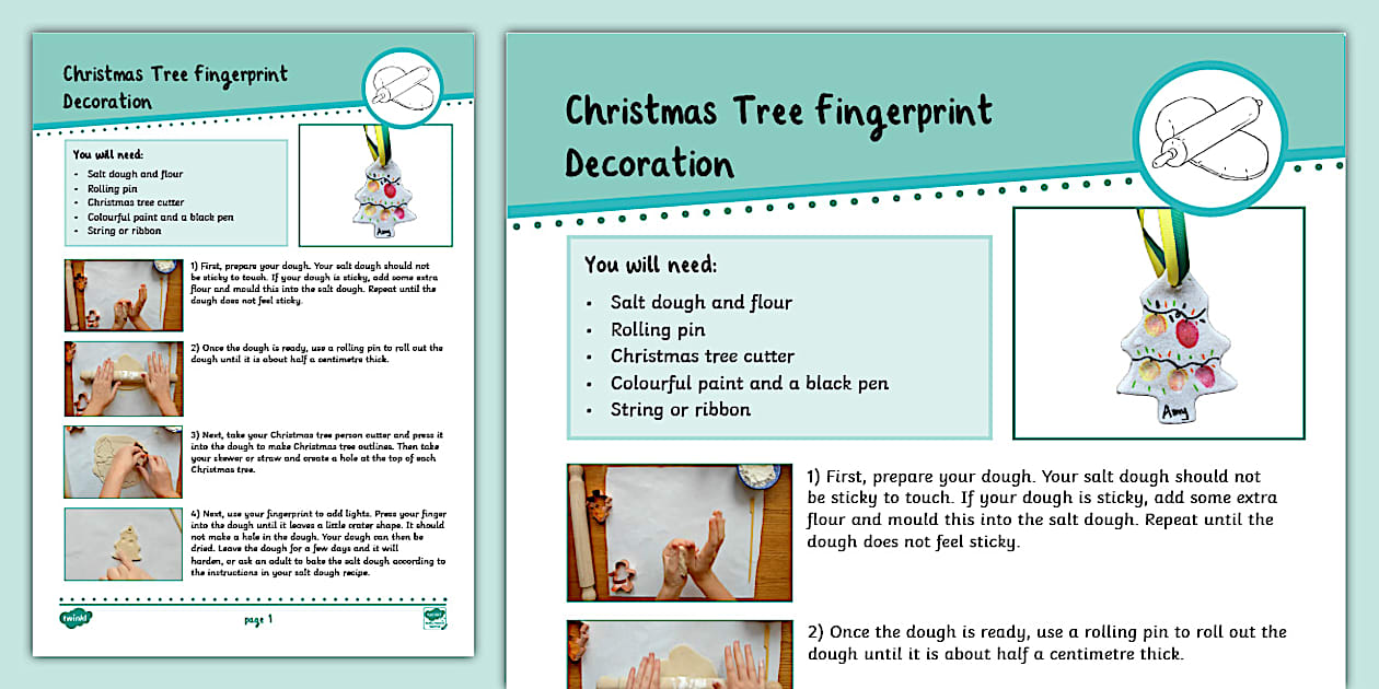 Salt Dough Fingerprint Christmas Tree Decorations