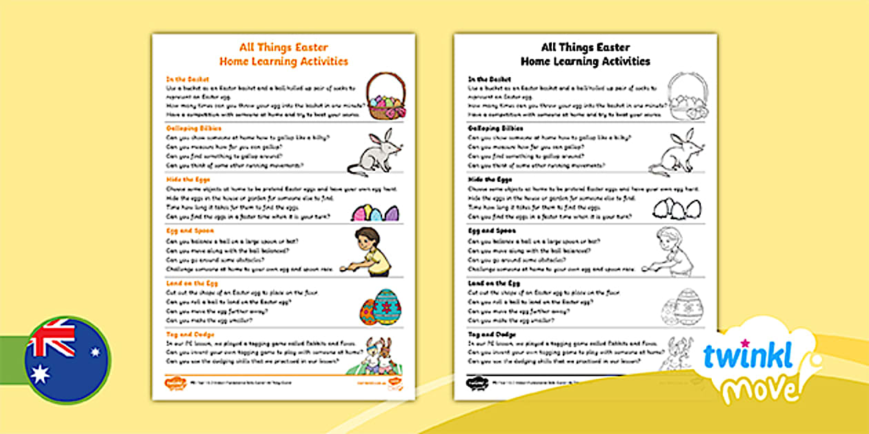 Move PE Year 1 & 2 Fundamental Skills: All Things Easter Home Learning ...