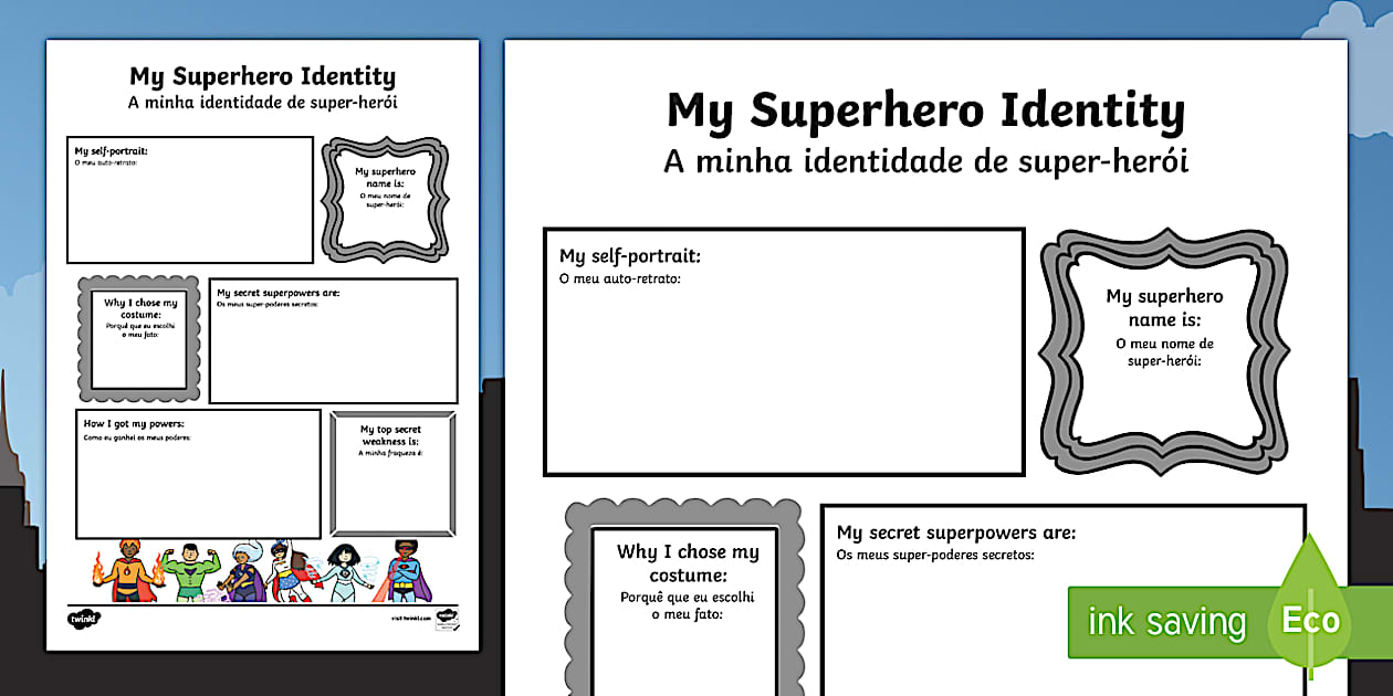 Superhero Transition Writing Frame English/Portuguese - Superhero ...