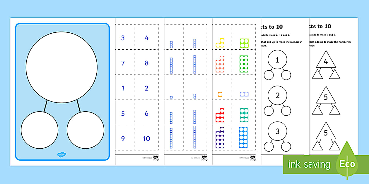 Editable Number Facts to 10 Part Whole Worksheets - Twinkl