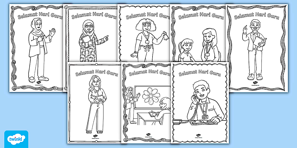 Lembar Mewarnai Hari Guru dalam Beberapa Lembar - Twinkl