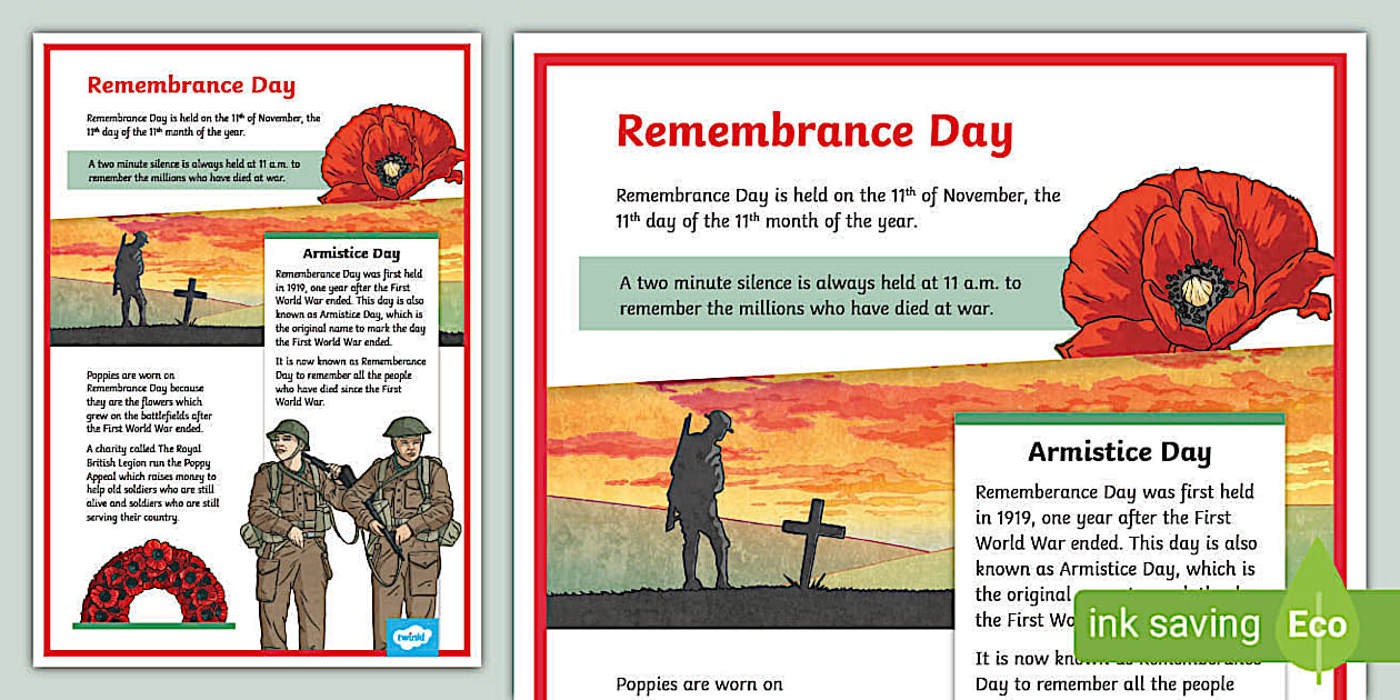 Remembrance Day KS2 Information Sheet - Twinkl