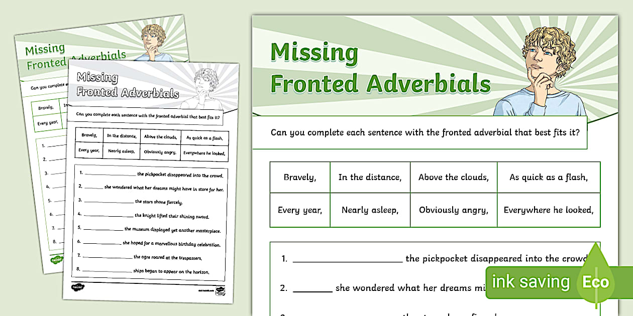 Missing Fronted Adverbials Worksheet (teacher made) - Twinkl