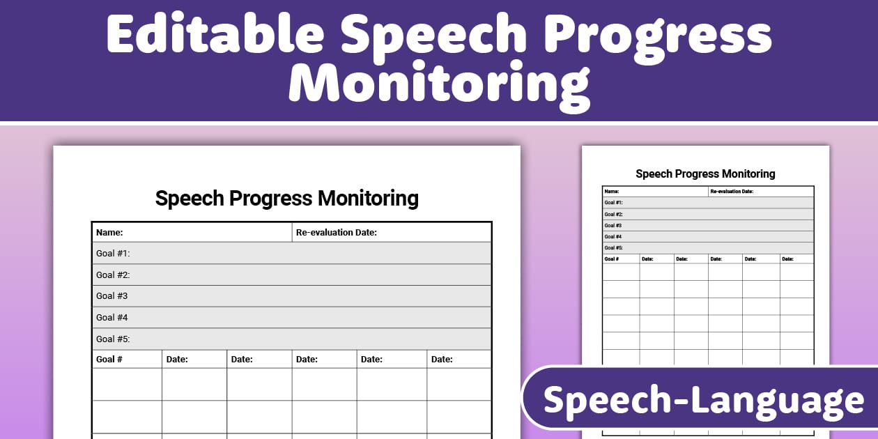 Editable Speech Progress Monitoring Sheet for SLP