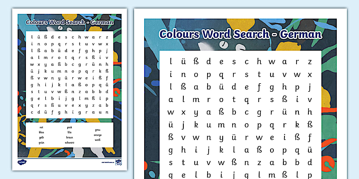 Colours Word Search - German
