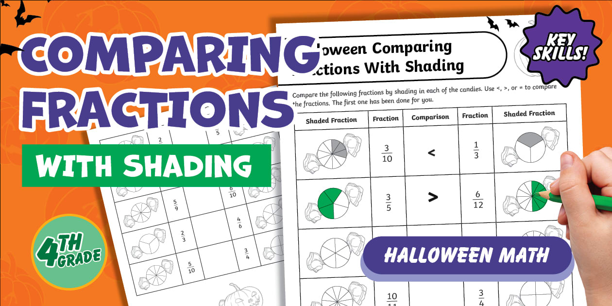 Fourth Grade Halloween Comparing Fractions With Shading