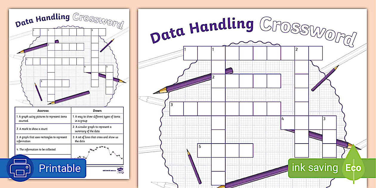 Data Handling Cross Word Activity Sheet (teacher made)