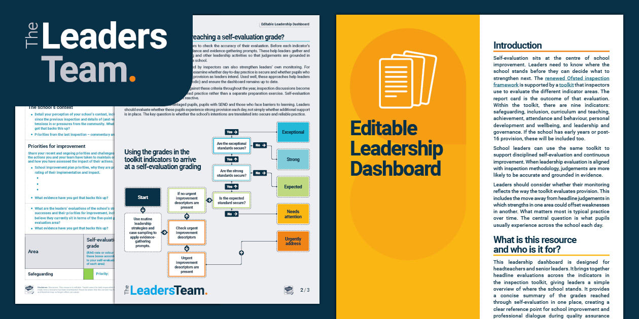 Editable Leadership Dashboard for School Leaders