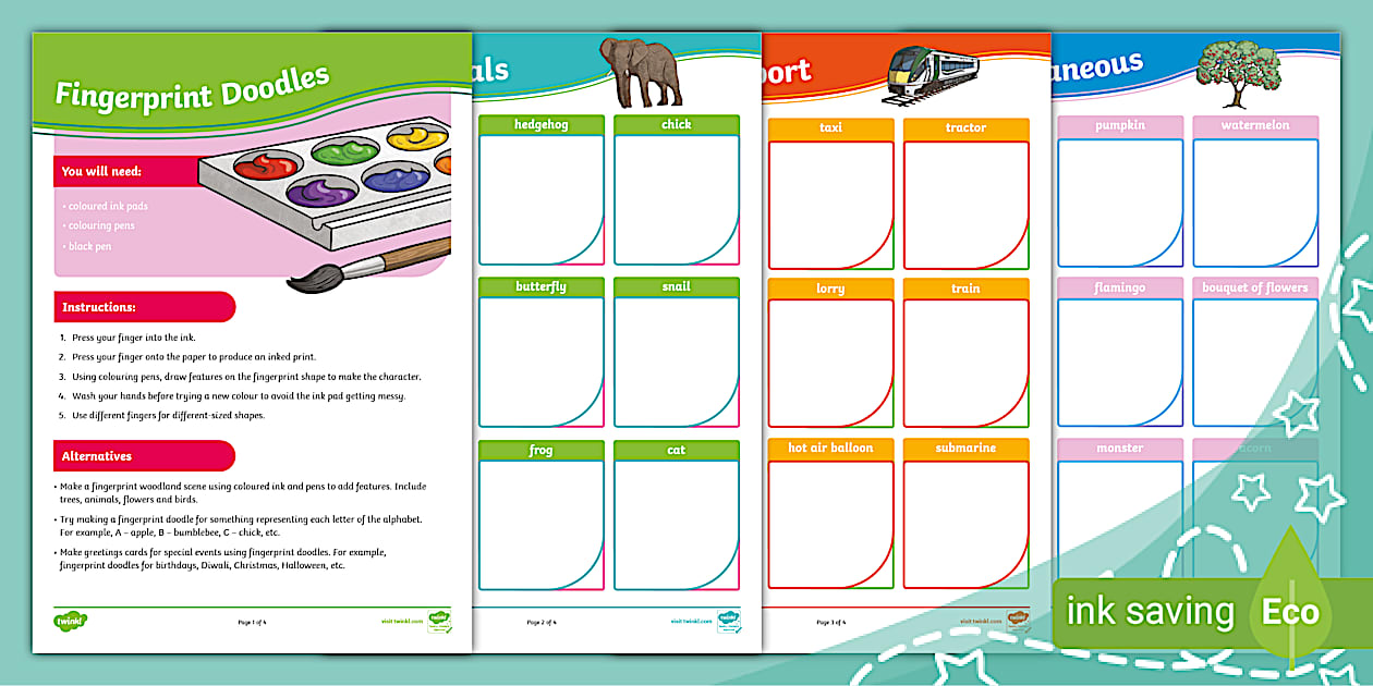 Fingerprint Doodles (teacher made) - Twinkl