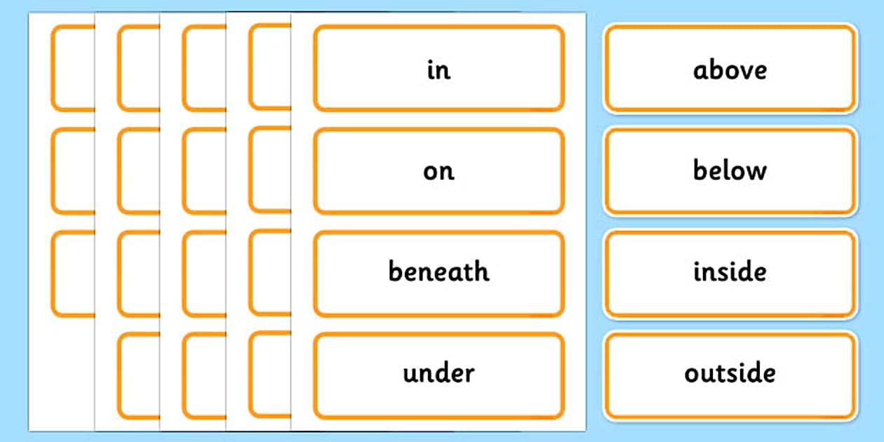 Positional Language Word Cards (Simple) (teacher made)