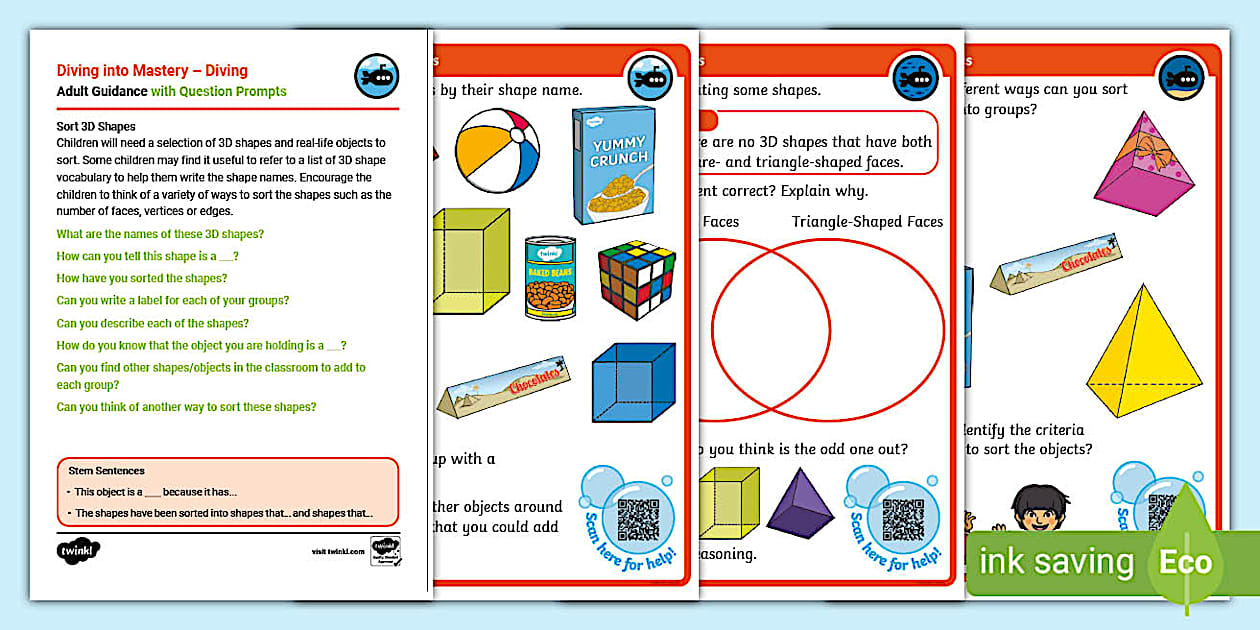 👉 Year 2 DiM: Step 11 Sort 3D Shapes Activity Cards