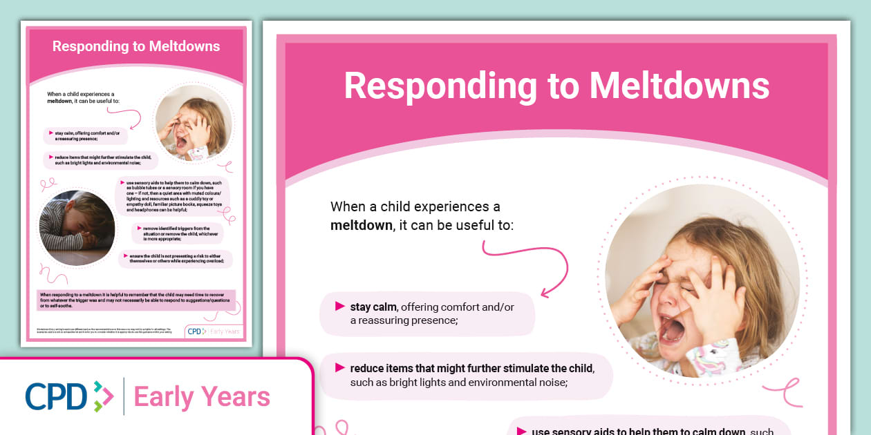 Responding to Meltdowns | Poster | Kindergarten CPD
