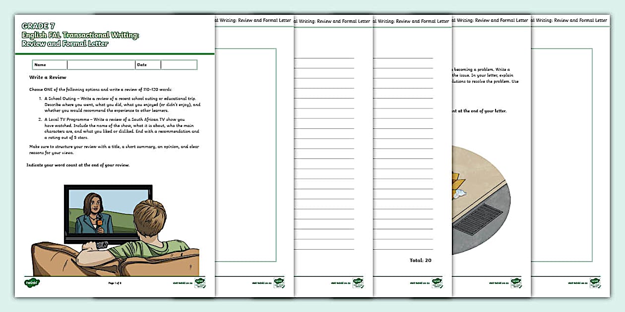 Grade 7 English FAL Transactional Writing: Review and Formal Letter