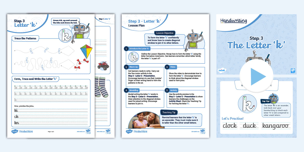 Step 3 One-Armed Robot Letter 'k' Pack (teacher made)